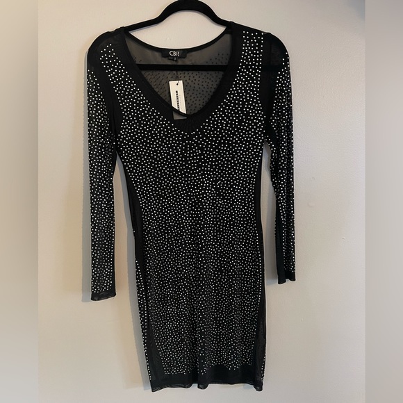 CBR | Dresses | Cbr Black Rhinestone Mesh Club Dress | Poshmark